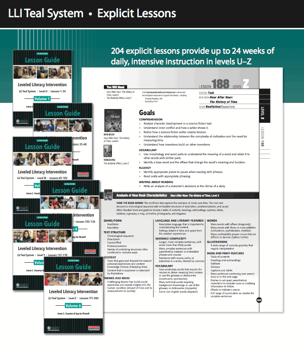 Fountas & Pinnell Leveled Literacy Intervention (LLI) Teal System
